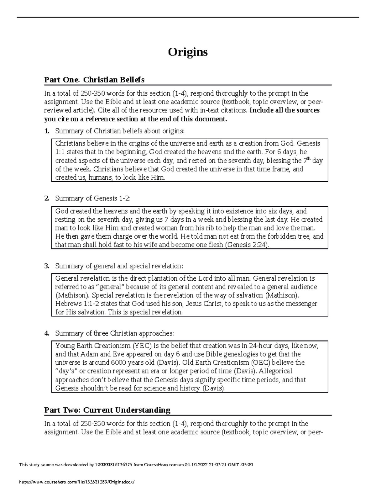 Origins - This was from my time at gcu but it locked me out so here is ...