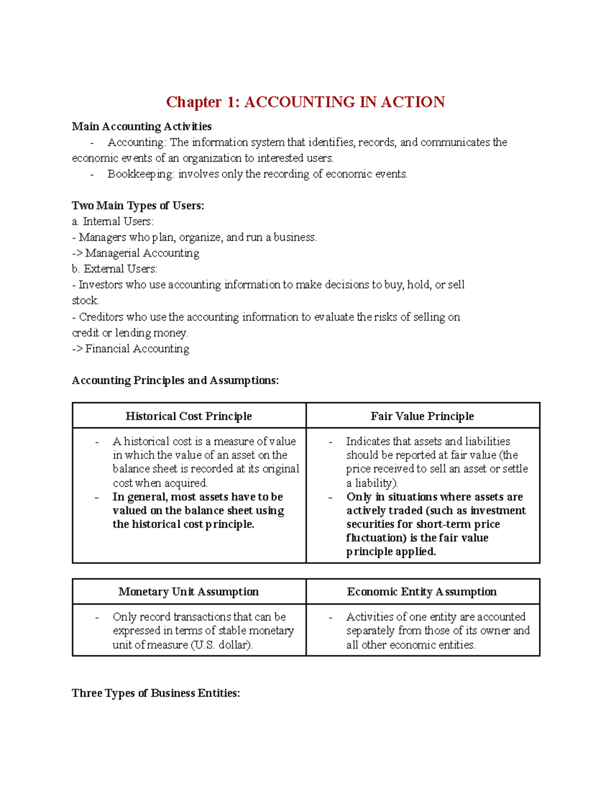 Principles of Accounting - Chapter 1 : ACCOUNTING IN ACTION Main ...