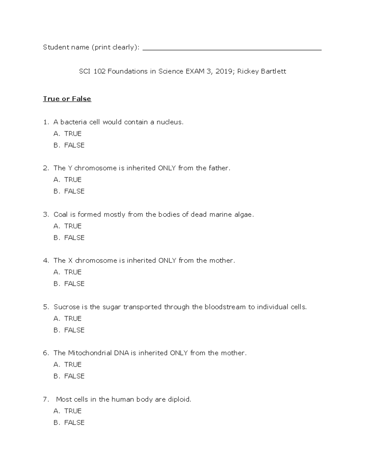 SCI 102 Foundations in Science EXAM 3 - Studocu
