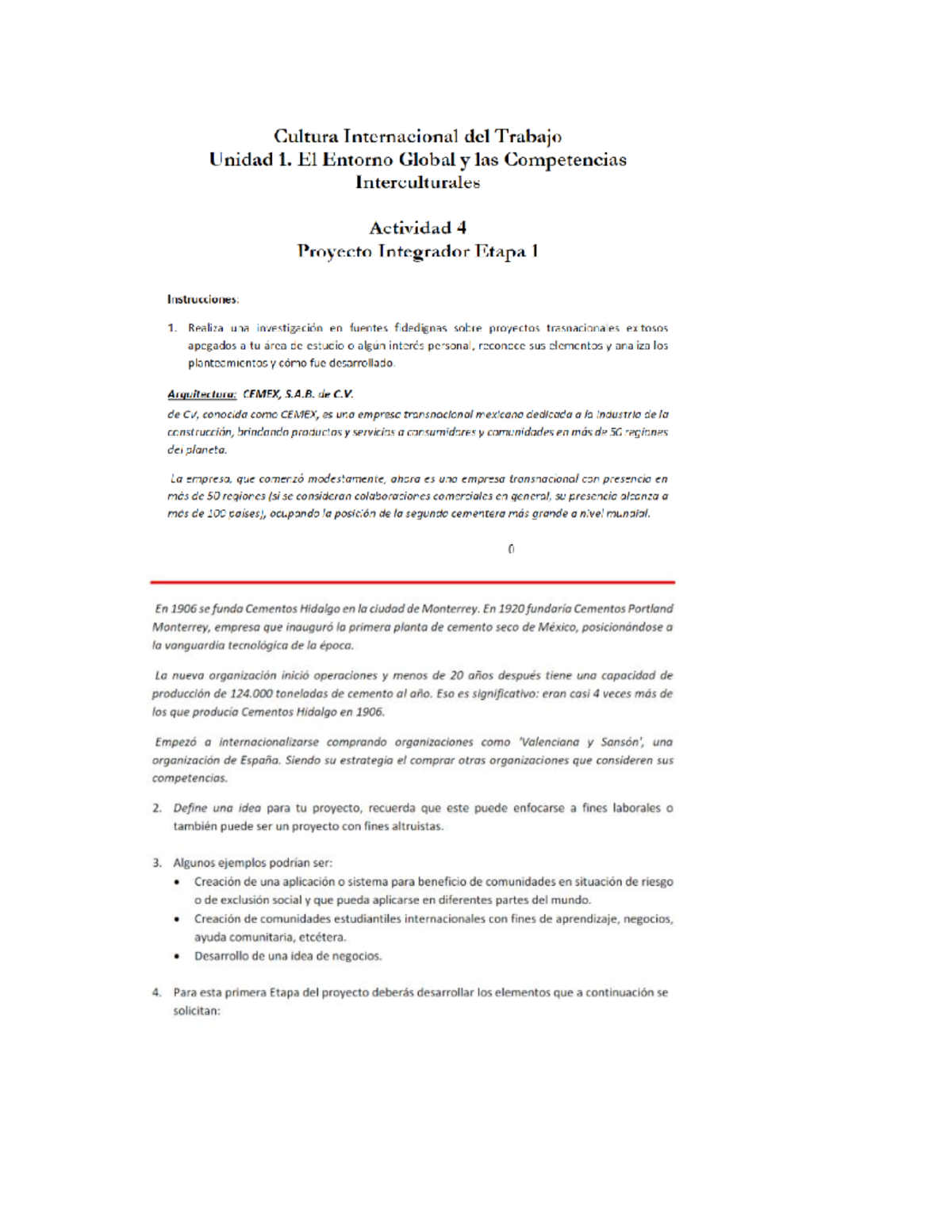 A4 - ACTIVIDAD #4 - ACTIVIDAD PROYECTO INTEGRADOR ETAPA 1 - Cultura Internacional del trabajo ...