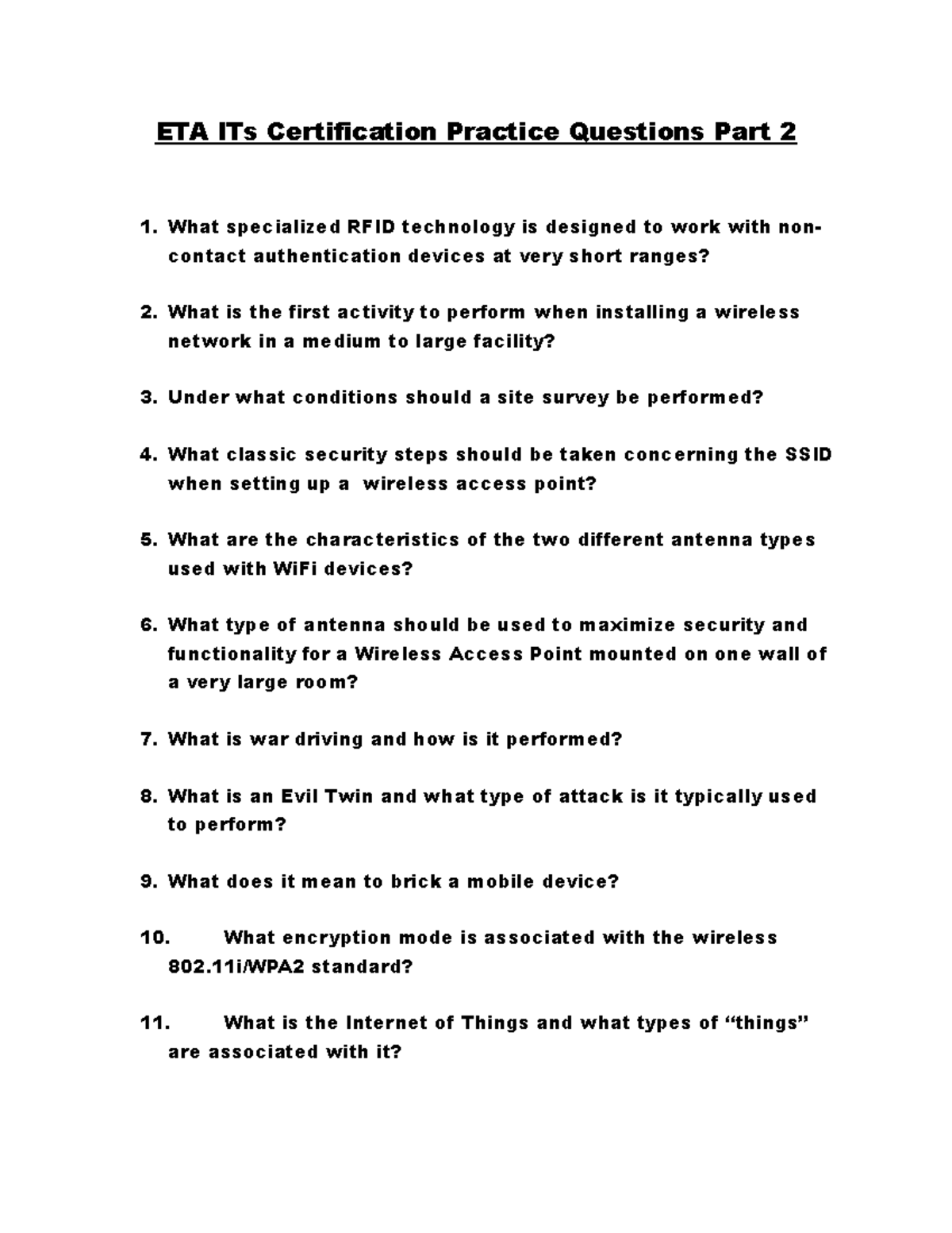 ETA ITS Q P2 - This is a Practice Cheat Sheet for ETAs ITs ...