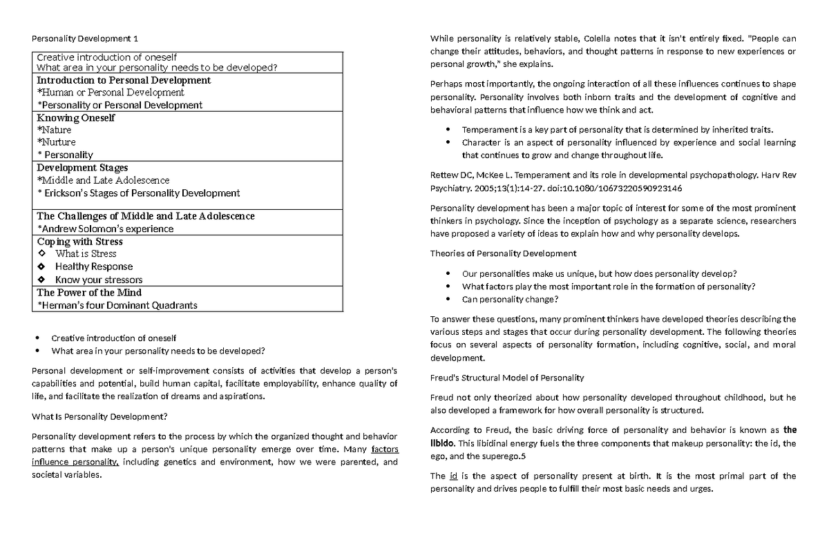 Personality-Development-1MT - Personality Development 1 Creative ...
