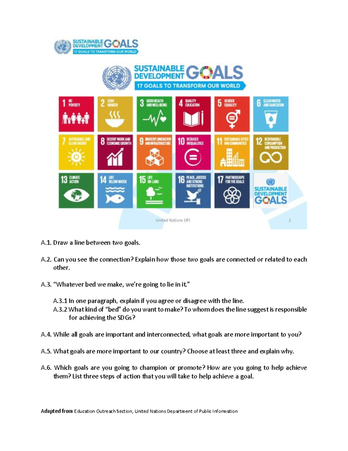 Activity-Sheet-SDG - random - Adapted from Education Outreach Section ...