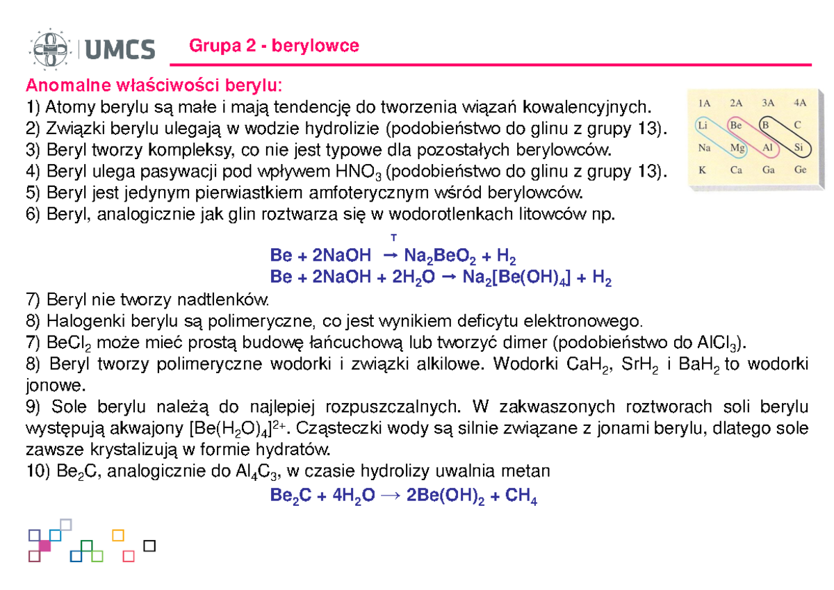 Litowce i Berylowce-Anomalny beryl - Grupa 2 berylowce Anomalne berylu ...