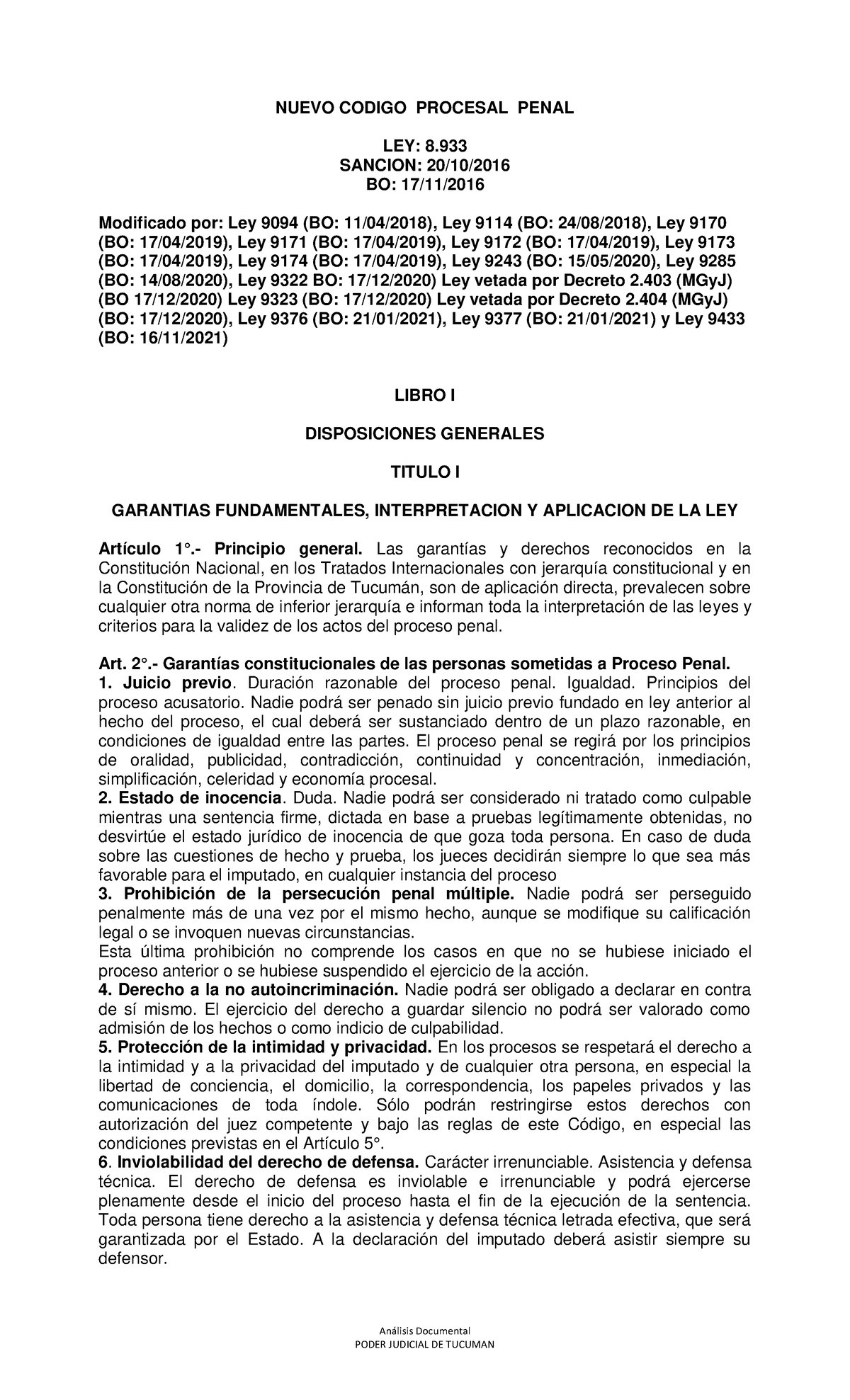 Nuevo Codigo Procesal Penal - An·lisis Documental NUEVO CODIGO PROCESAL ...