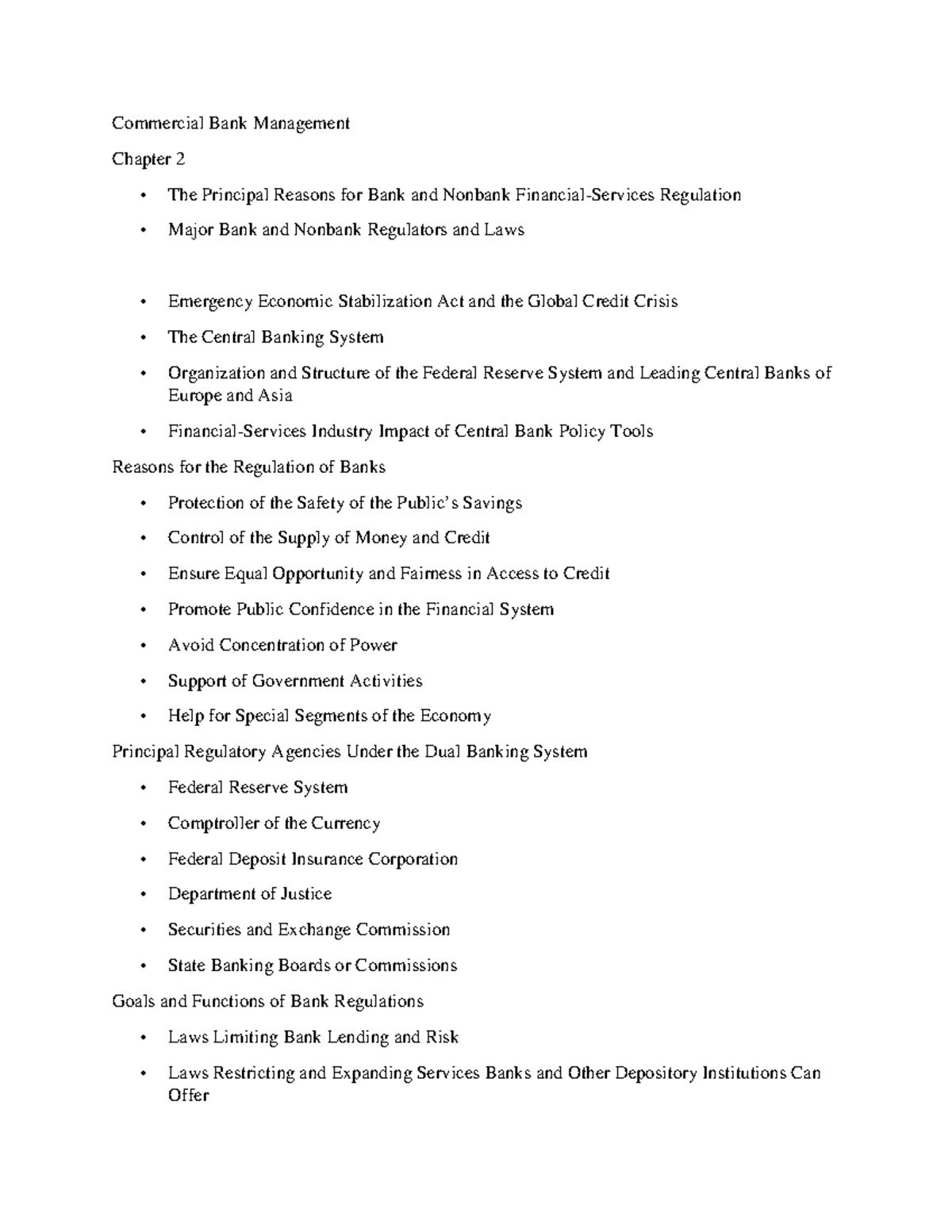 Commercial Bank Management - Commercial Bank Management Chapter 2 • The ...