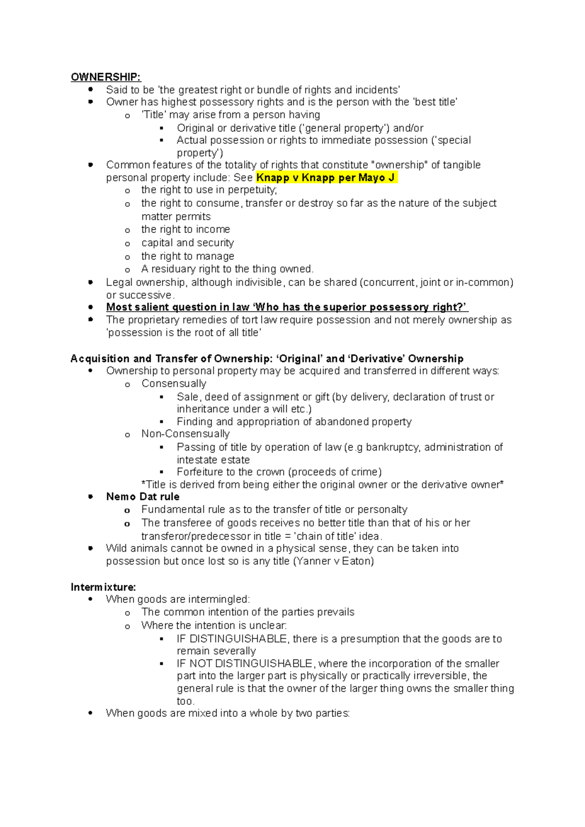 Ownership:Possession - OWNERSHIP: Said to be ‘the greatest right or ...