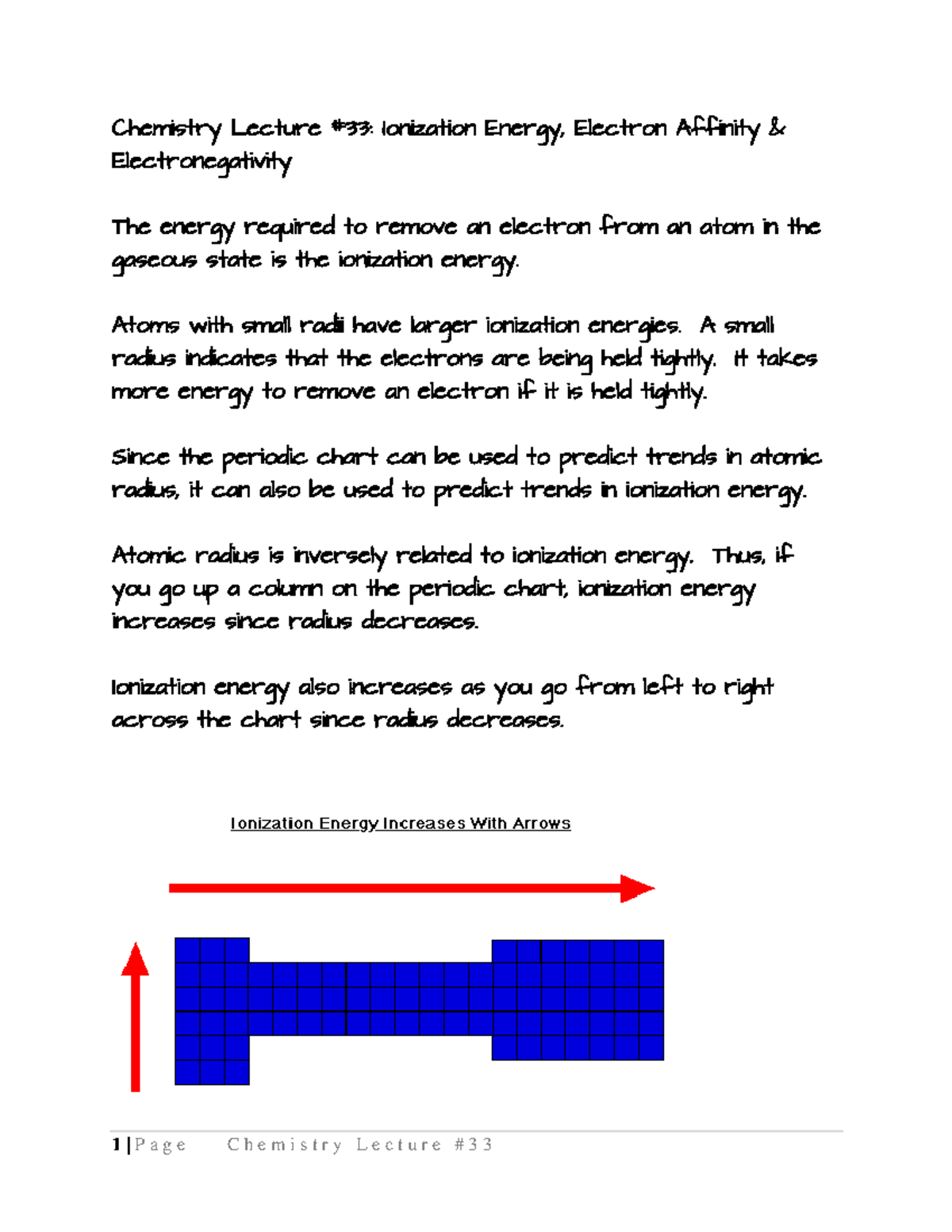 Chemistry lecture 33 - NOTES - Chemistry Lecture # 33 : Ionization ...