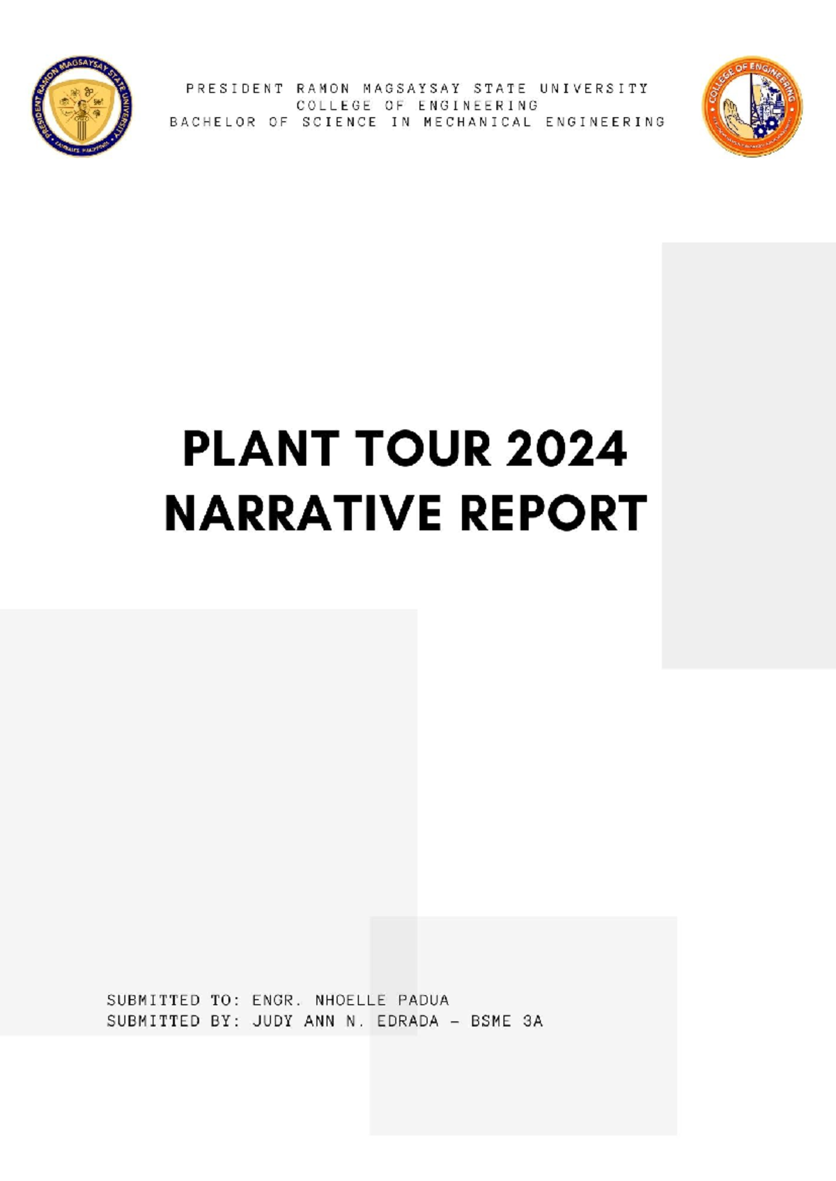 Narrative Reportttt 2024 - I. INTRODUCTION As part of our course in ...
