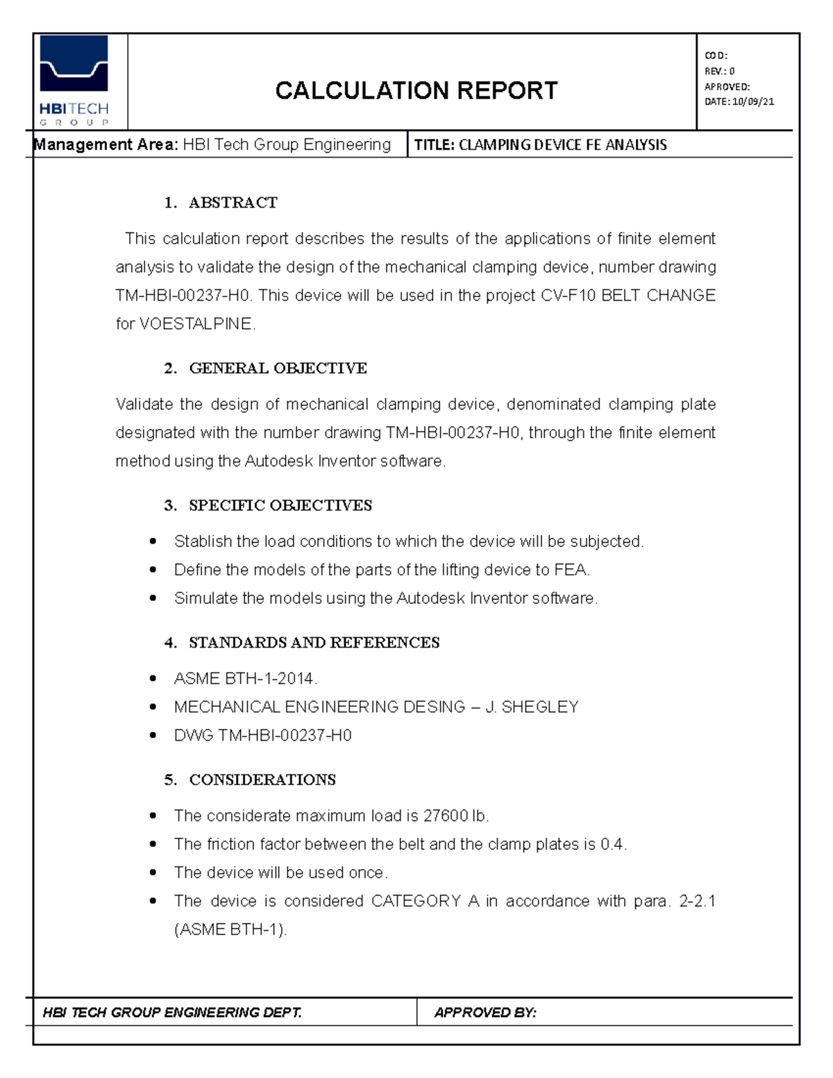 Calculation Report Clamping Device - Structural Analysis - CALCULATION ...