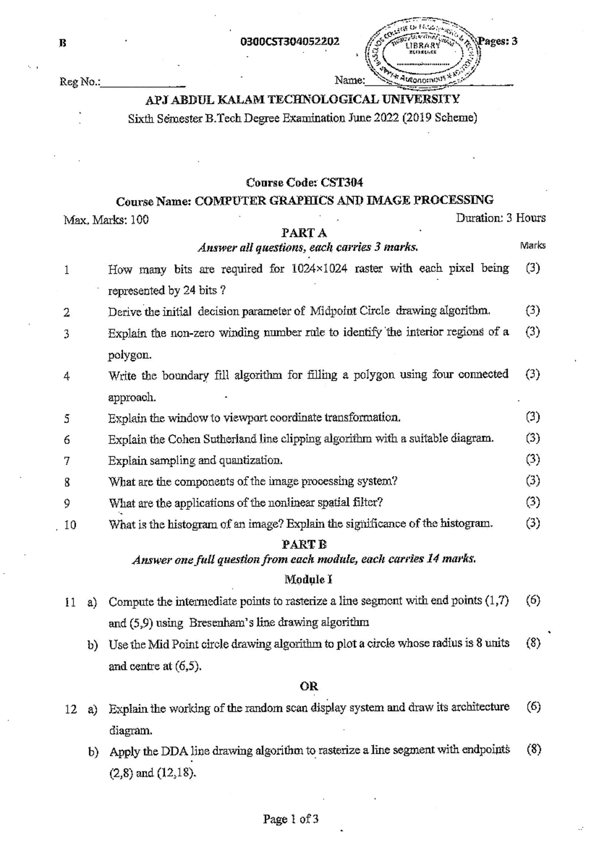 Cst304 s6 computer-graphics-and-image-processing june-2022 -2019-sch - computer graphics and ...