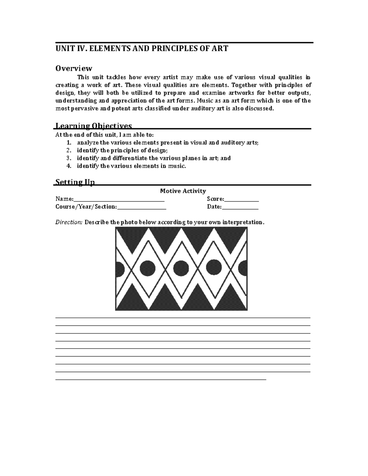 UNIT IV Elements and Principles of Art - UNIT IV. ELEMENTS AND ...