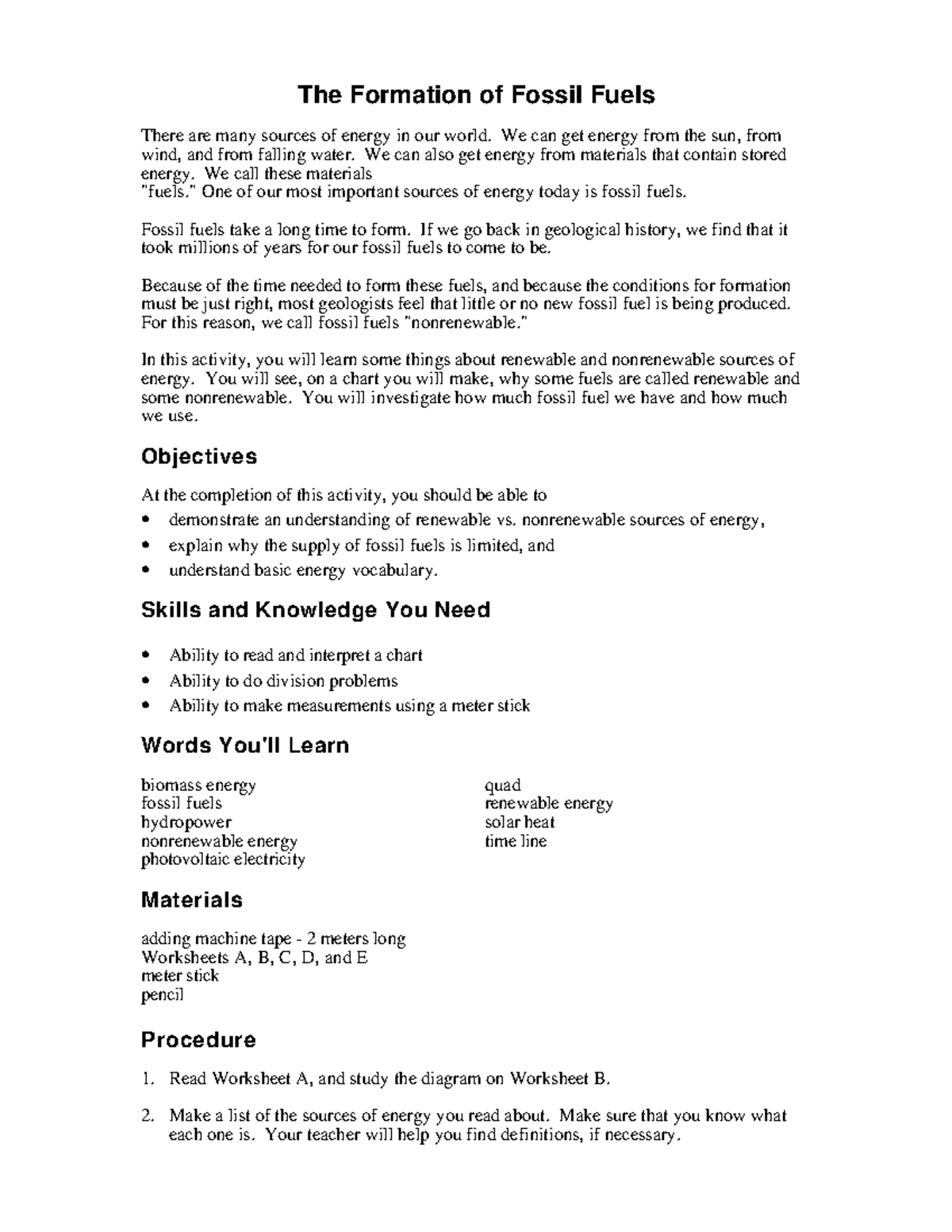 31 MS-Formation Of Fossil - The Formation of Fossil Fuels There are ...