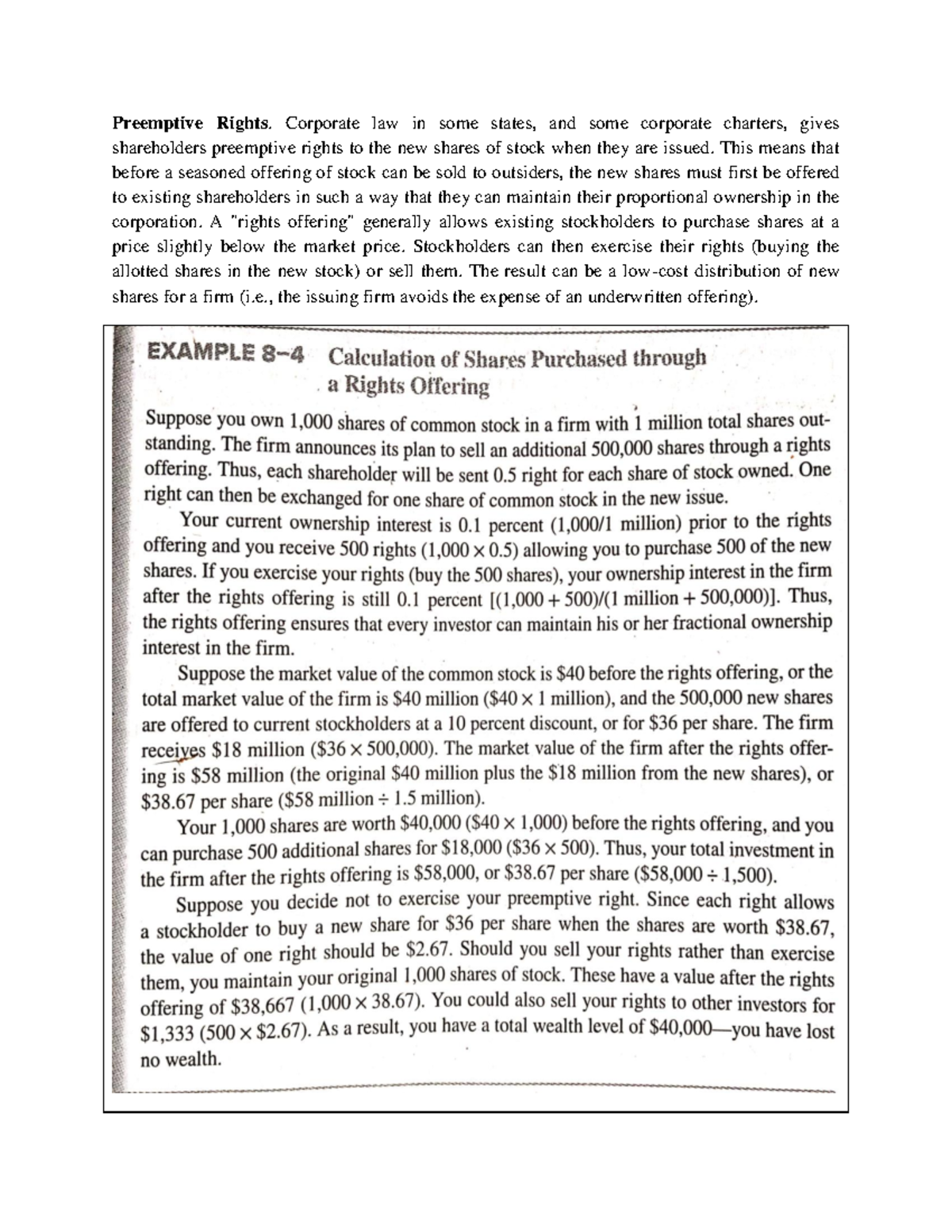 Preemptive Rights - Seventh Edition of Financial Markets and ...