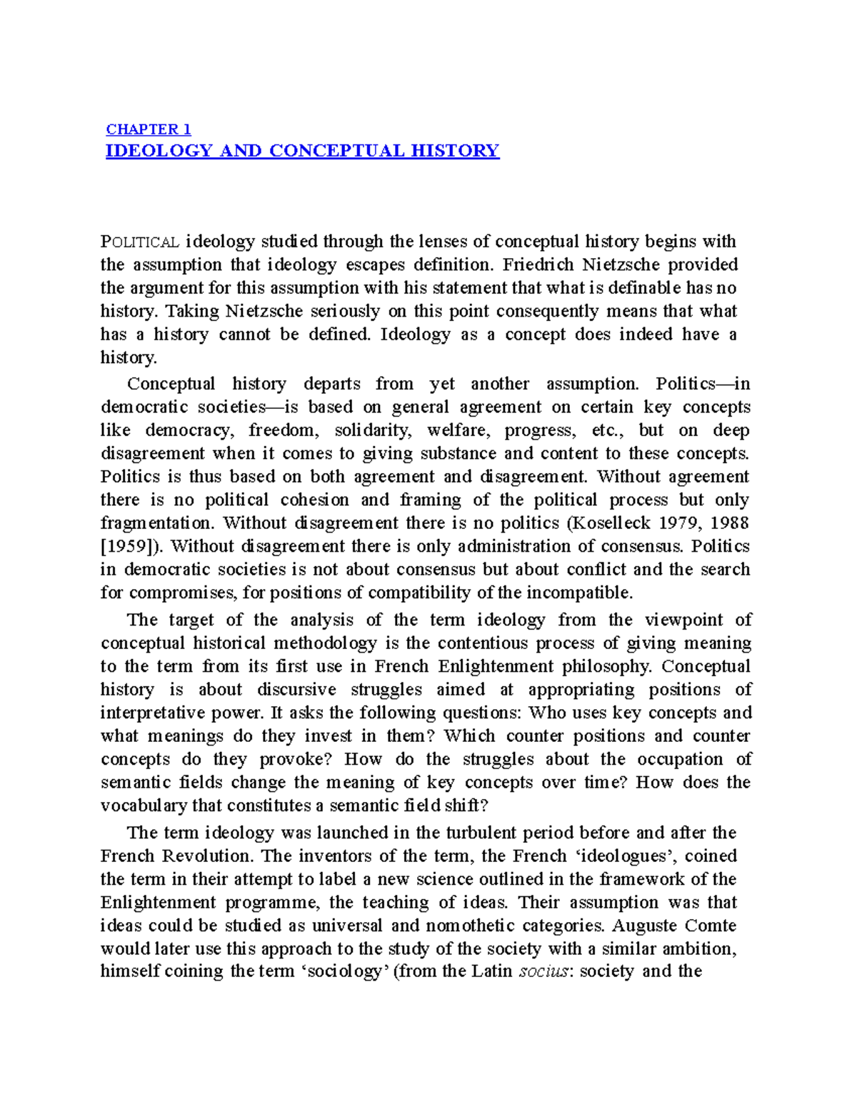 Ideology AND Conceptual History - CHAPTER 1 IDEOLOGY AND CONCEPTUAL ...