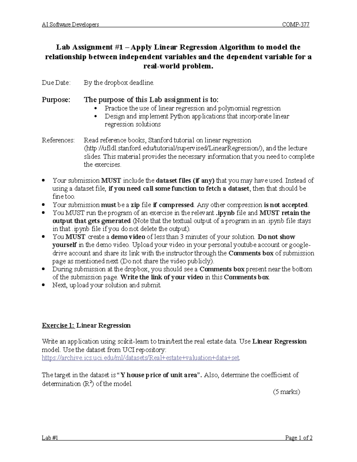COMP-377 Lab 1 Assignment 1 - AI Software Developers COMP- Lab ...