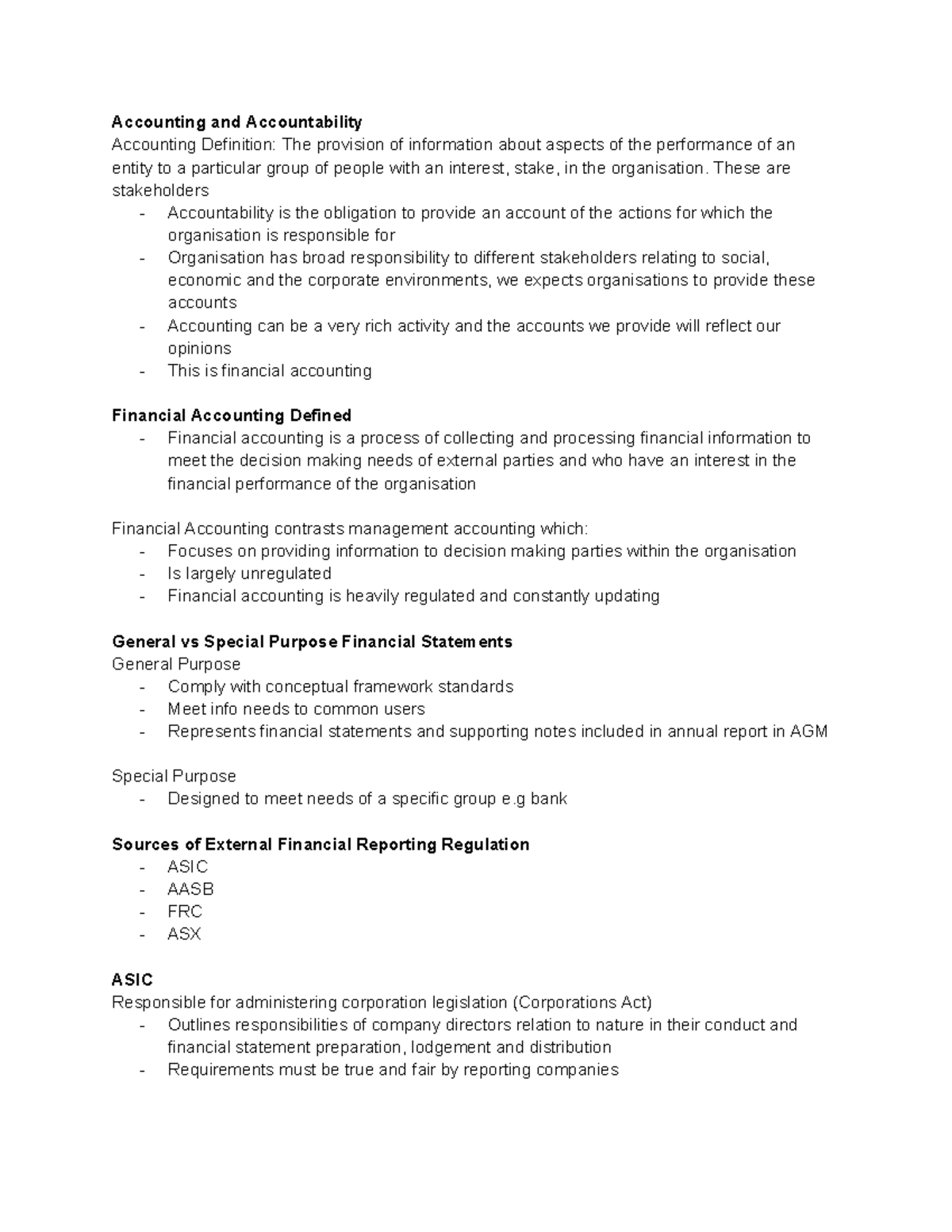 Notes Week 1 ASG - Accounting and Accountability Accounting Definition ...