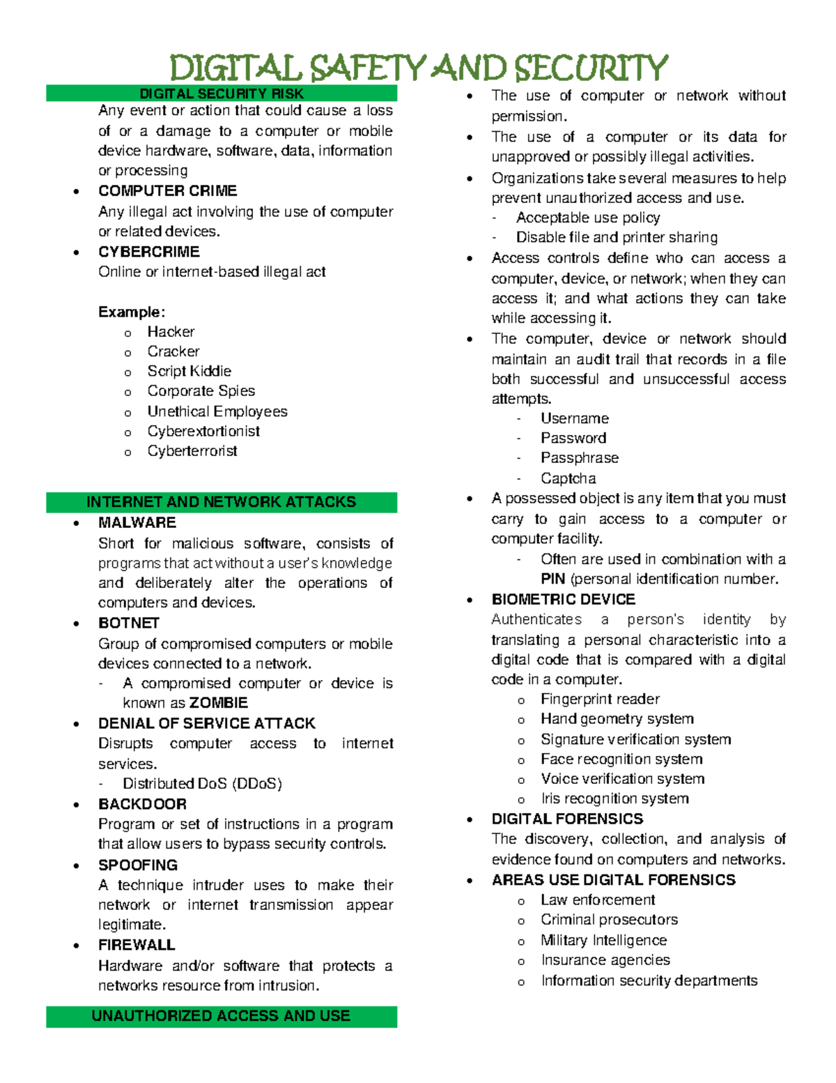 Chapter 5 - Digital Safety AND Security - DIGITAL SAFETY AND SECURITY ...