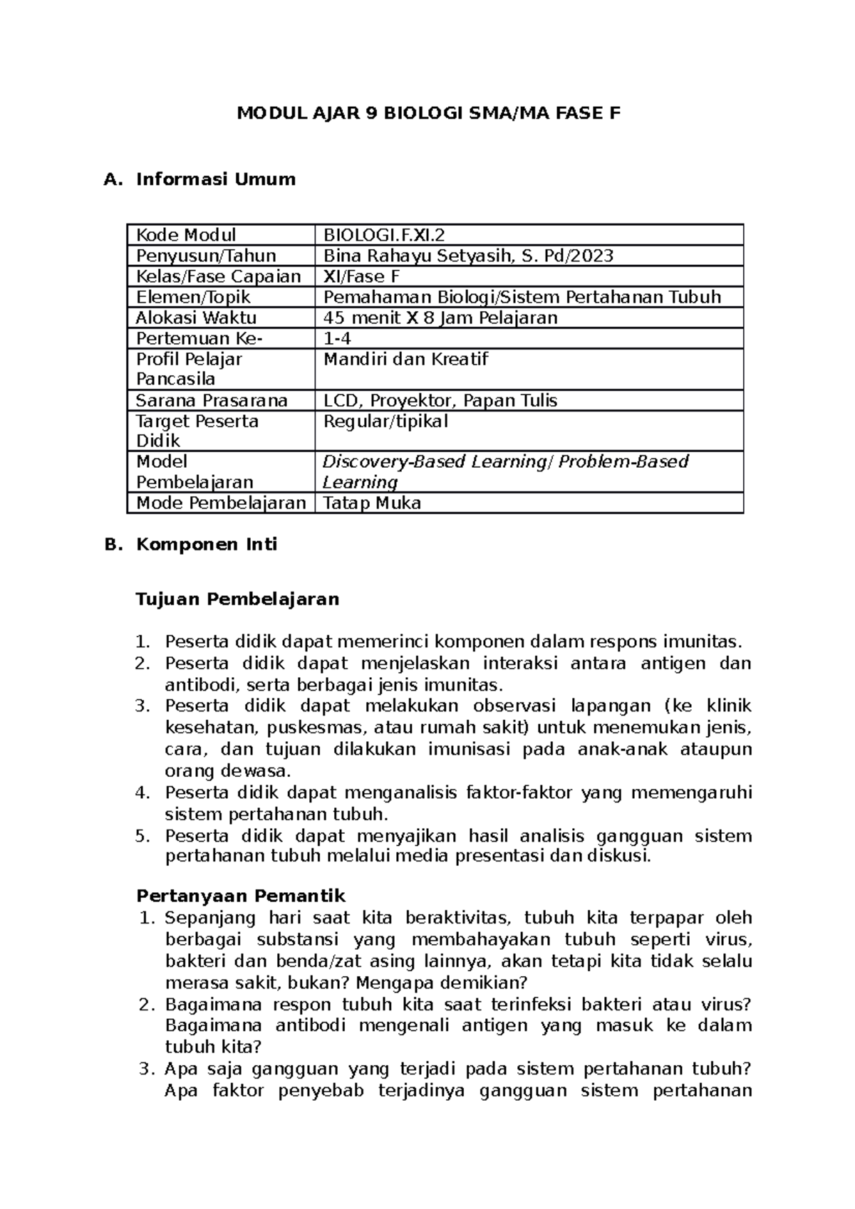 Modul AJAR Biologi SMA Kelas XI BAB 9 - MODUL AJAR 9 BIOLOGI SMA/MA ...