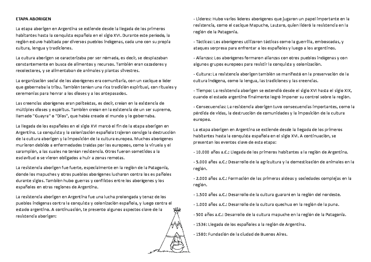 Etapa Aborigen - Ciencias sociales - ETAPA ABORIGEN La etapa aborigen ...