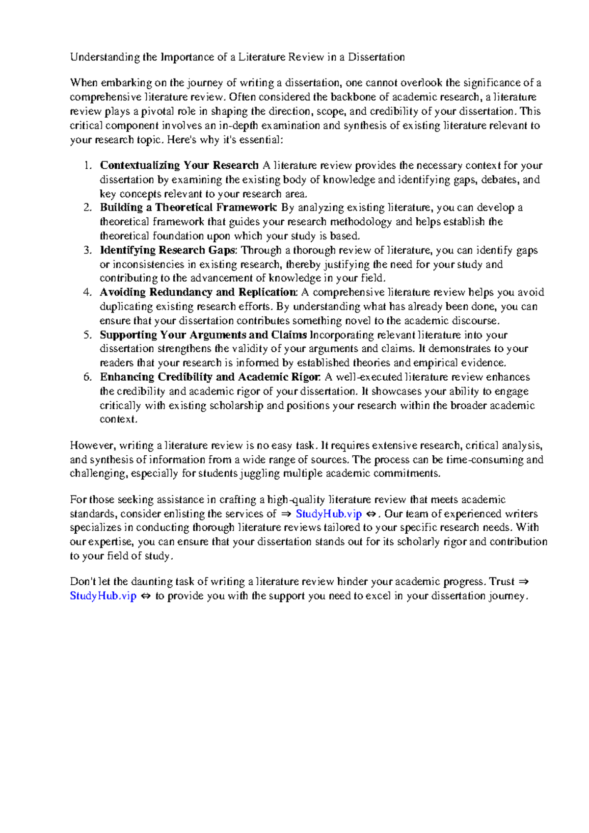 Explain The Importance Of A Literature Review In A Dissertation ...