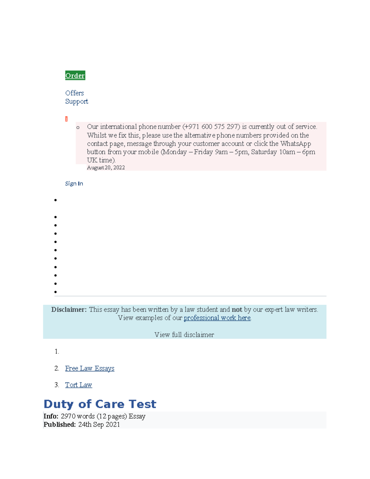 Caparo - Law of Tort- case law - Order Offers Support 1 Notifications o ...