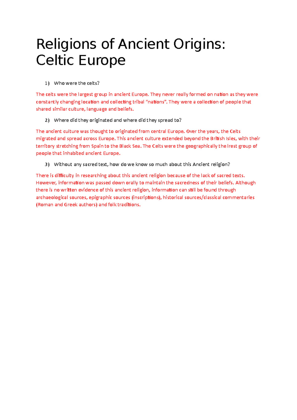 Religions of Ancient Origins - Religions of Ancient Origins: Celtic ...