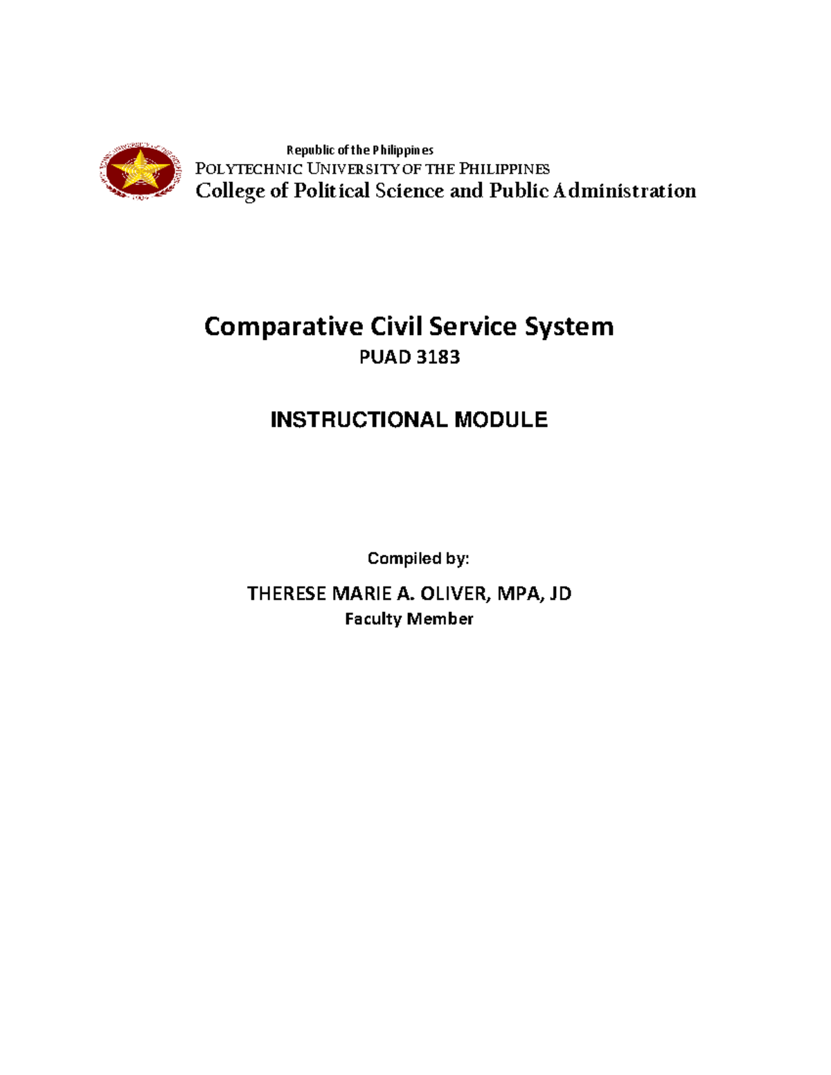 917 ok PUAD-3183-Comparative-Civil-Service-System NOTES - Republic of ...