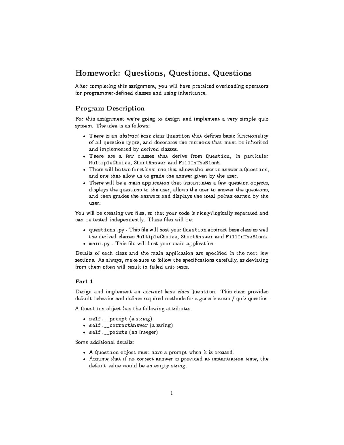 Hw3 instructions(2)-2 - Homework: Questions, Questions, Questions After completing this ...