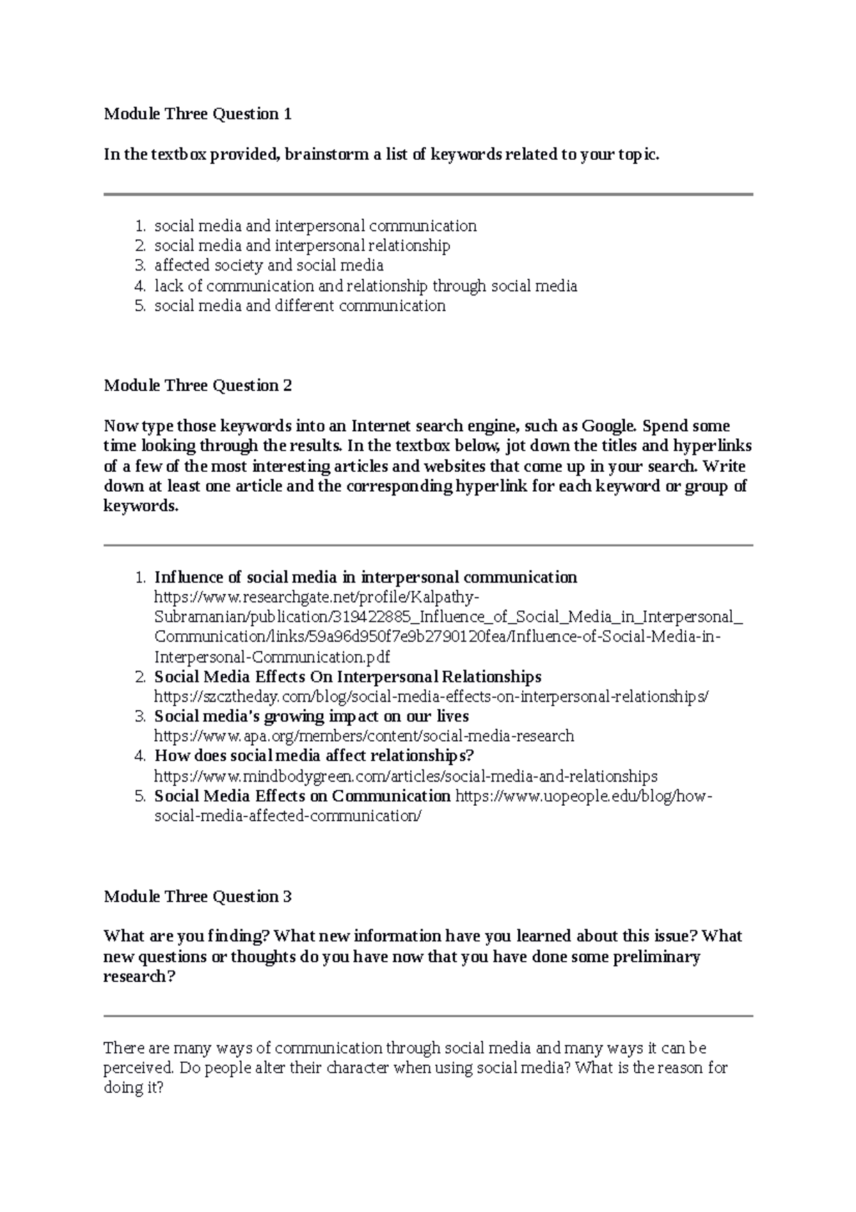 Scs 200 Applied Social Sciences Module Three Question 1 In The Textbox Provided Brainstorm A