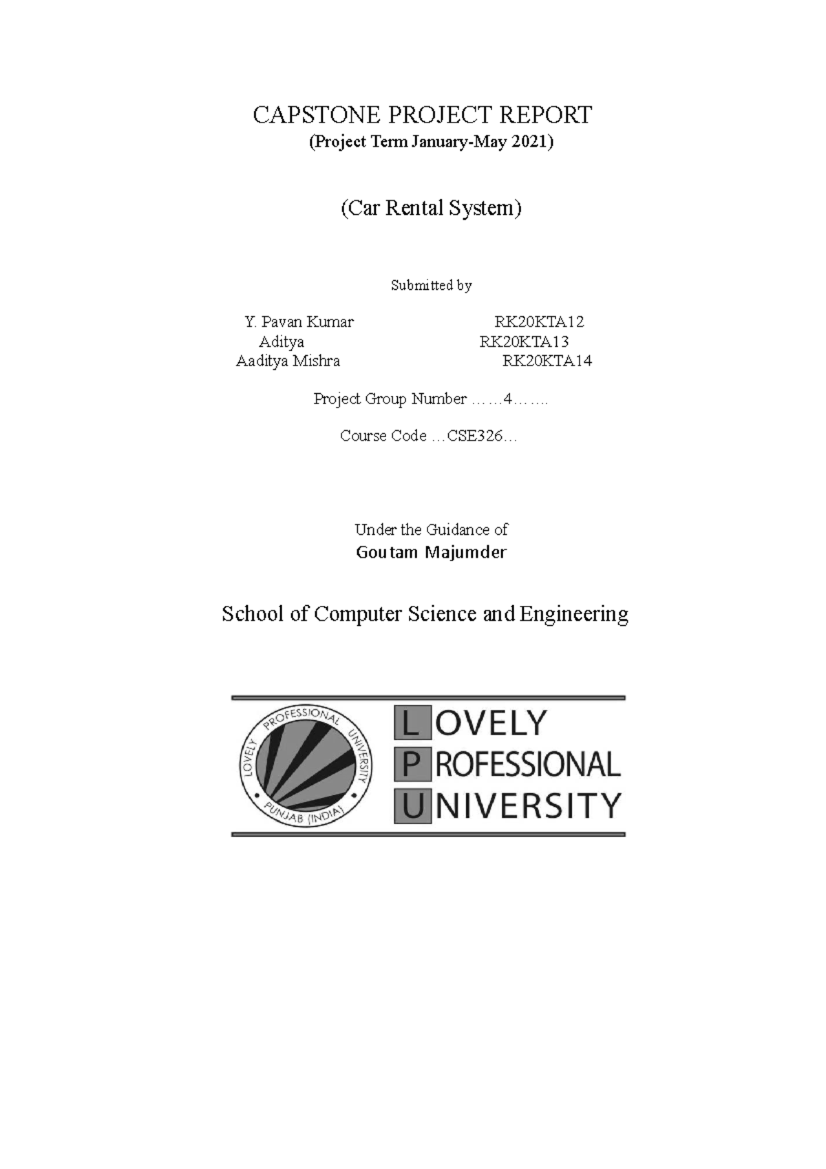 Project details - B.tech CSE - LPU - Studocu