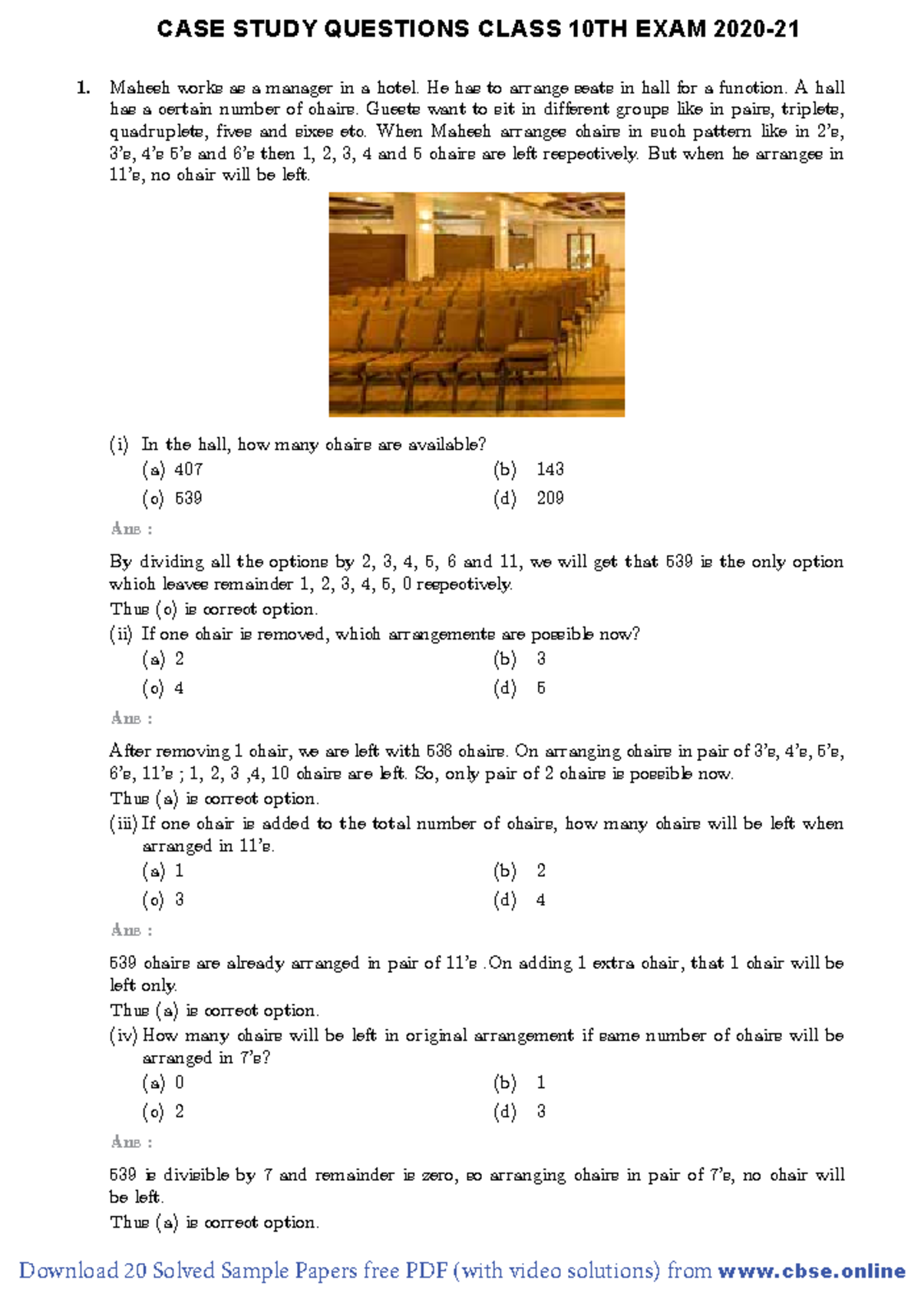 Case Study X Questions - Mahesh works as a manager in a hotel. He has ...