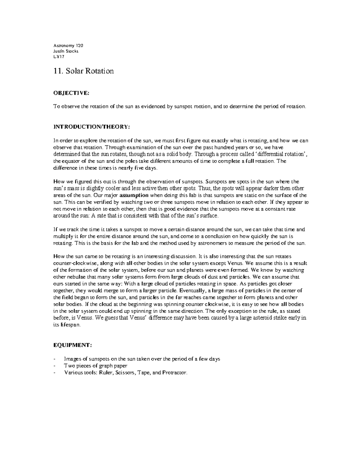 Practical Exploring The Night Sky Astronomy Lab 11 - Astronomy 120 ...