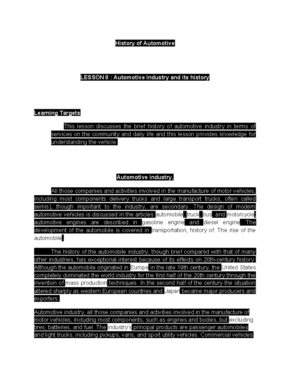 History of Automotive 2 1 - History of Automotive LESSON 8 : Automotive ...