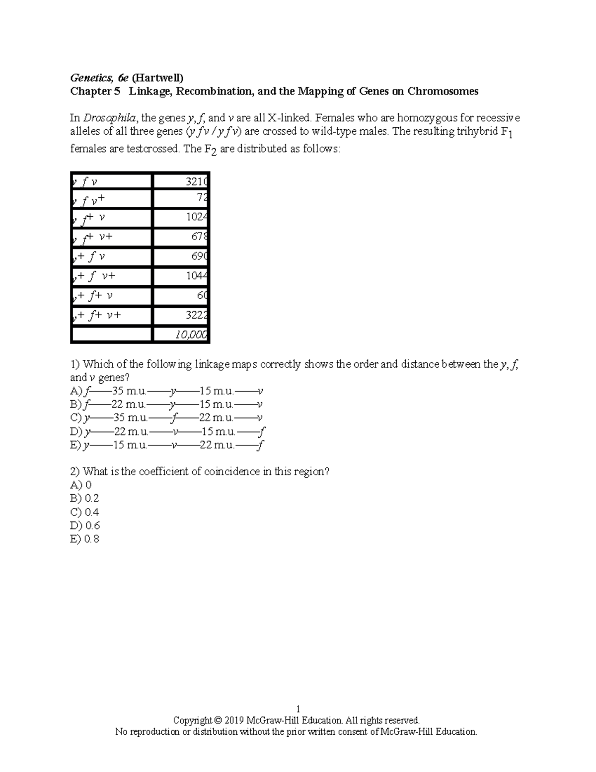 Hartwell 6e chapter 05 tb - Genetics, 6e (Hartwell) Chapter 5 Linkage ...