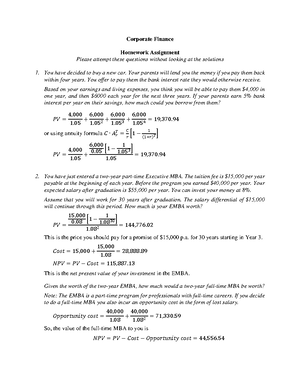 Formula Sheet-3 - Summary Corporate finance - Formulas for Corporate ...