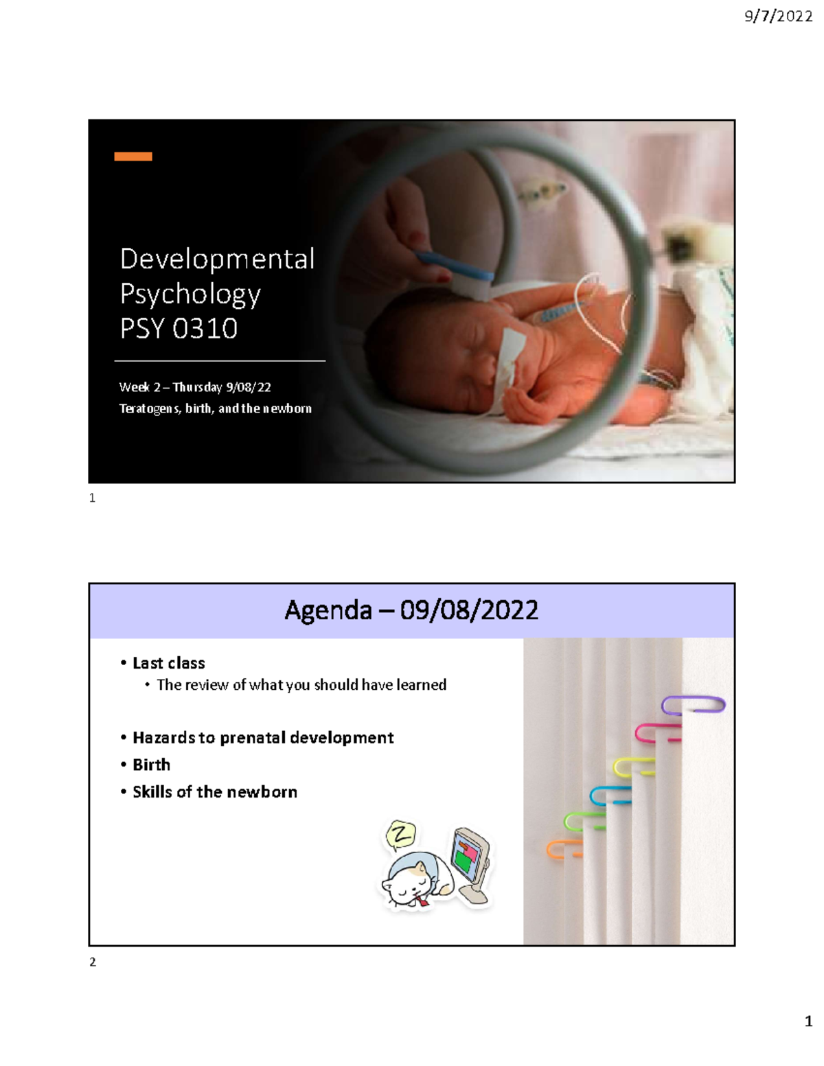 Kami Export - W2 C2 Teratogens Birth PDF - Developmental Psychology PSY 0310 Week 2 – Thursday 9 ...