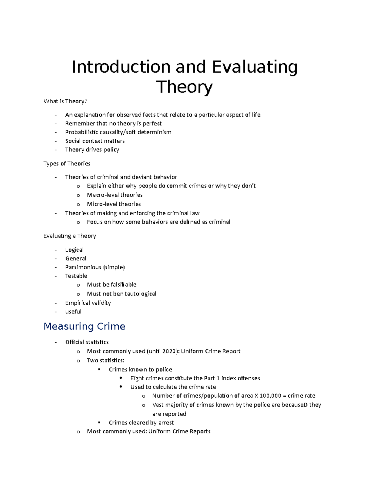 Criminology-Chapter 2 - Introduction and Evaluating Theory What is ...
