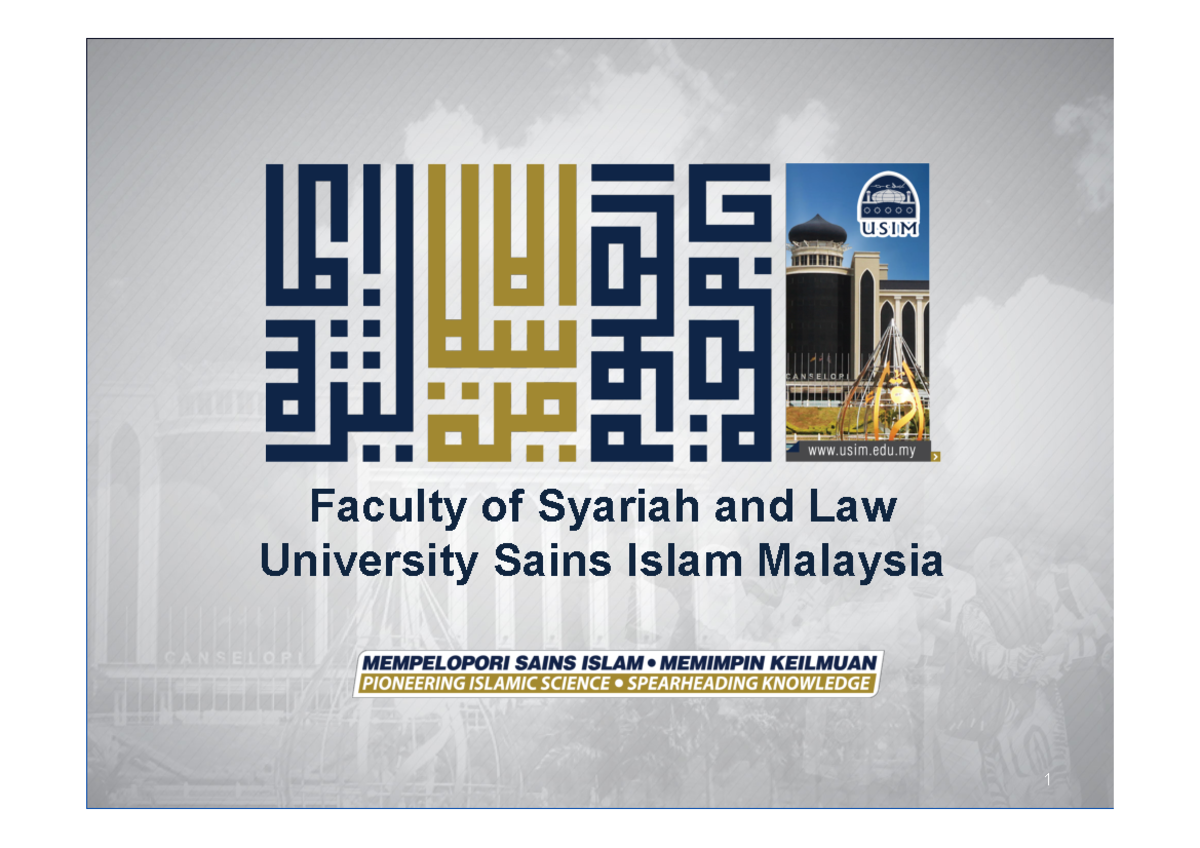 Fiqh muamalat part i1 - ISLAMIC BUSINESS LAW - Faculty of Syariah and ...