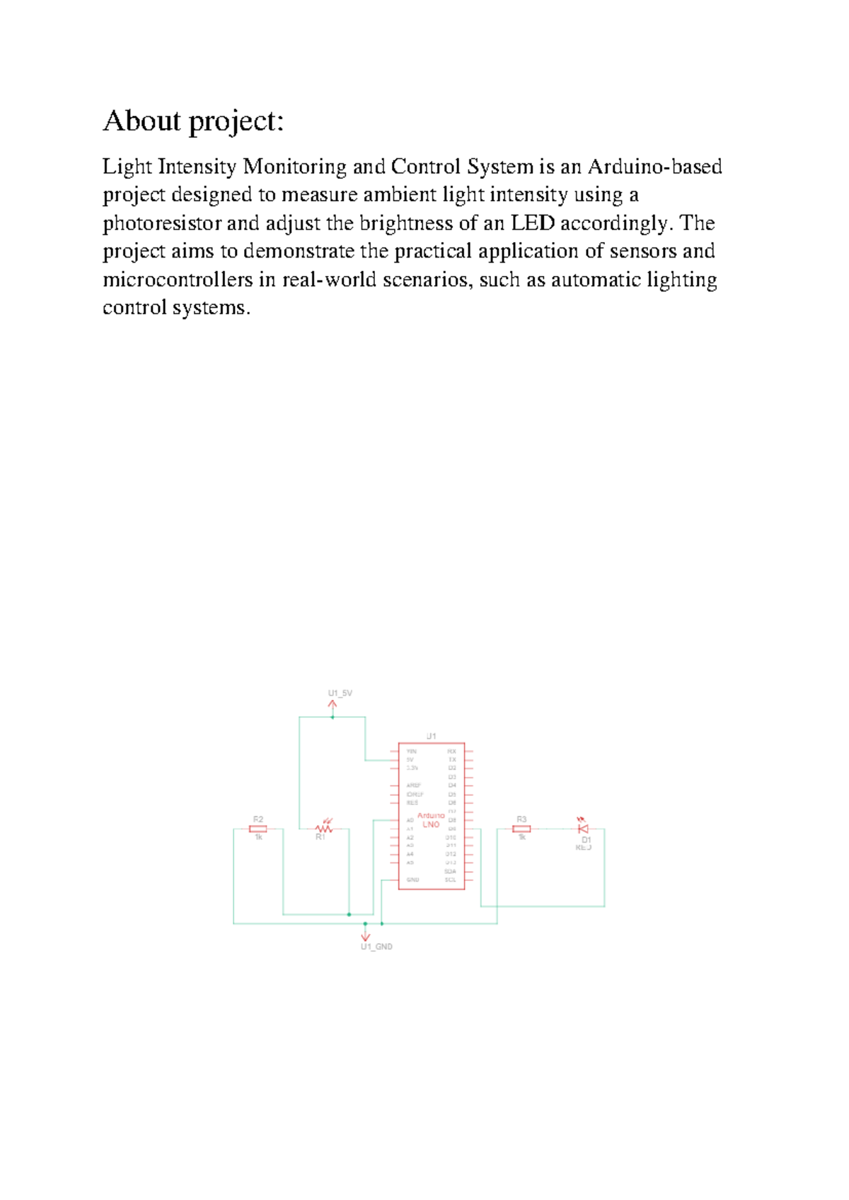 ES project using Arduino Uno with detail description and curcuit board ...