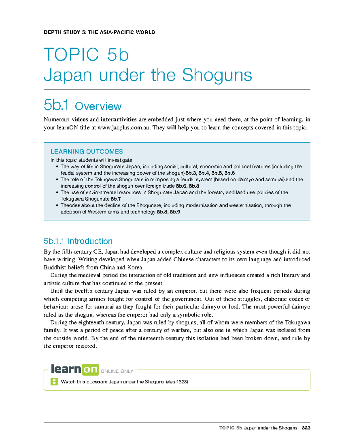 C05b Japan Under The Shoguns - TOPIC 5b Japan under the Shoguns 323 ...