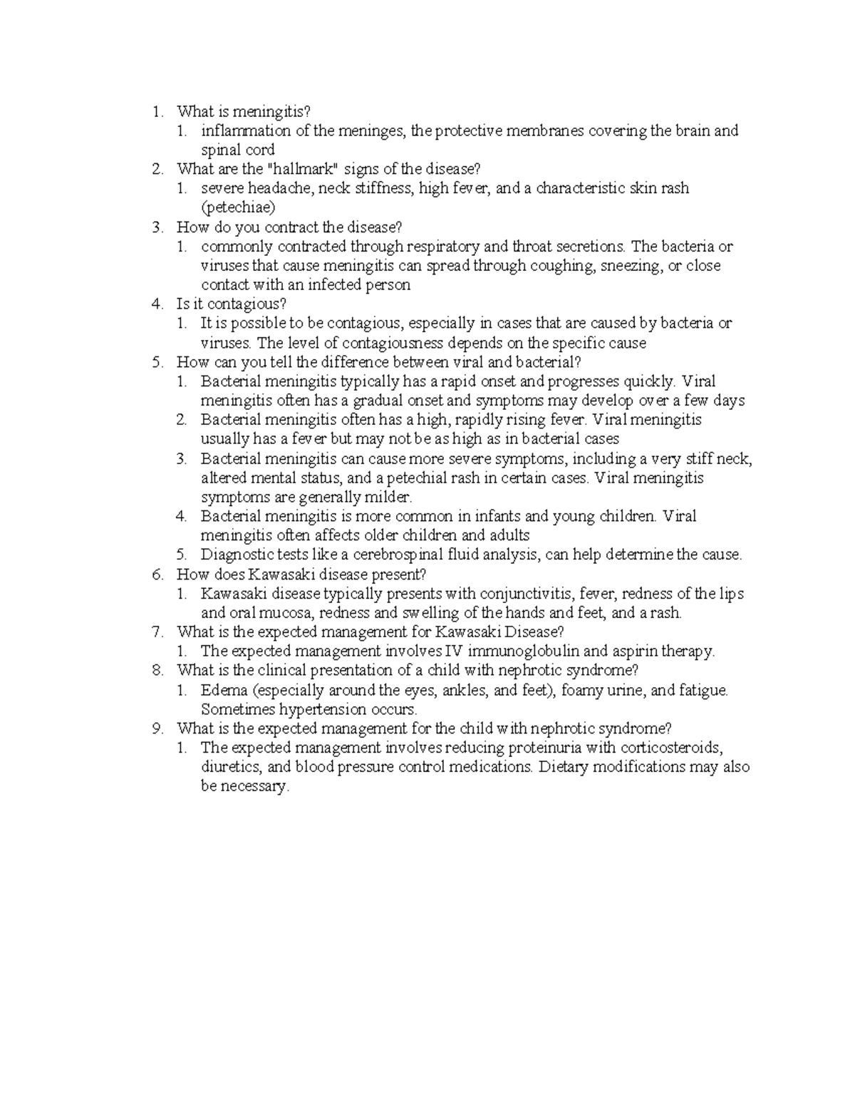 Pre class week 6 - hdhdf - What is meningitis? inflammation of the ...