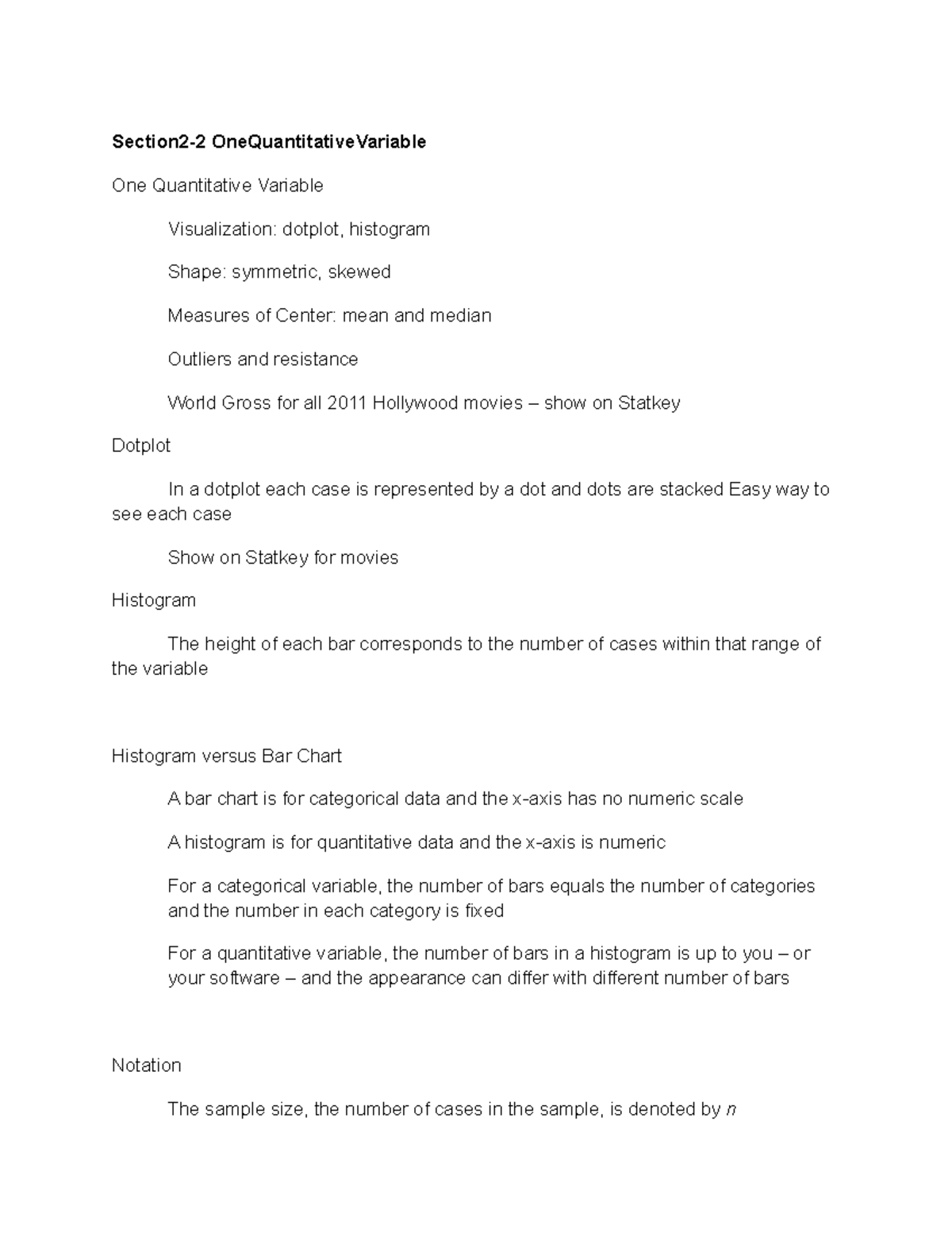 Section 2 2 One Quantitative Variable Section2 2 Onequantitativevariable One Quantitative