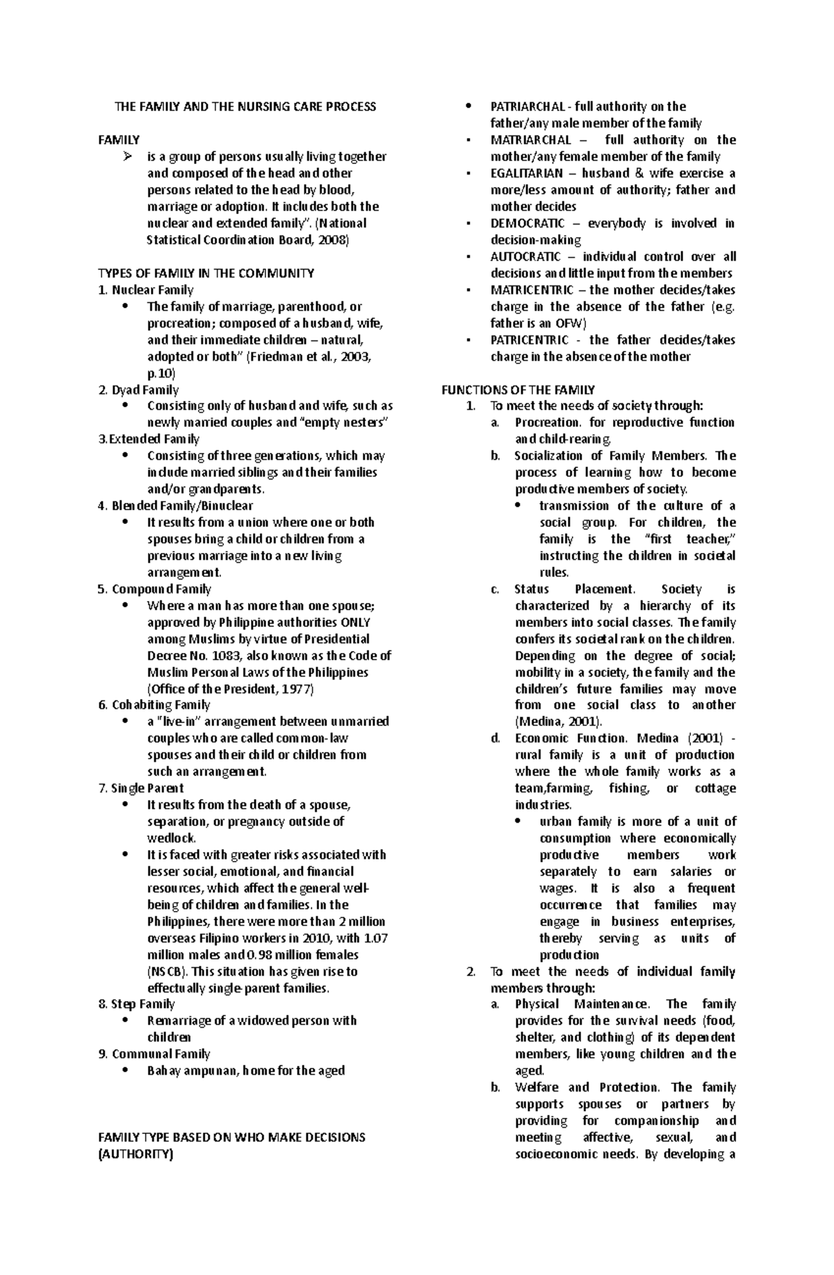 Chn lecture week 7 - family as a client - THE FAMILY AND THE NURSING ...
