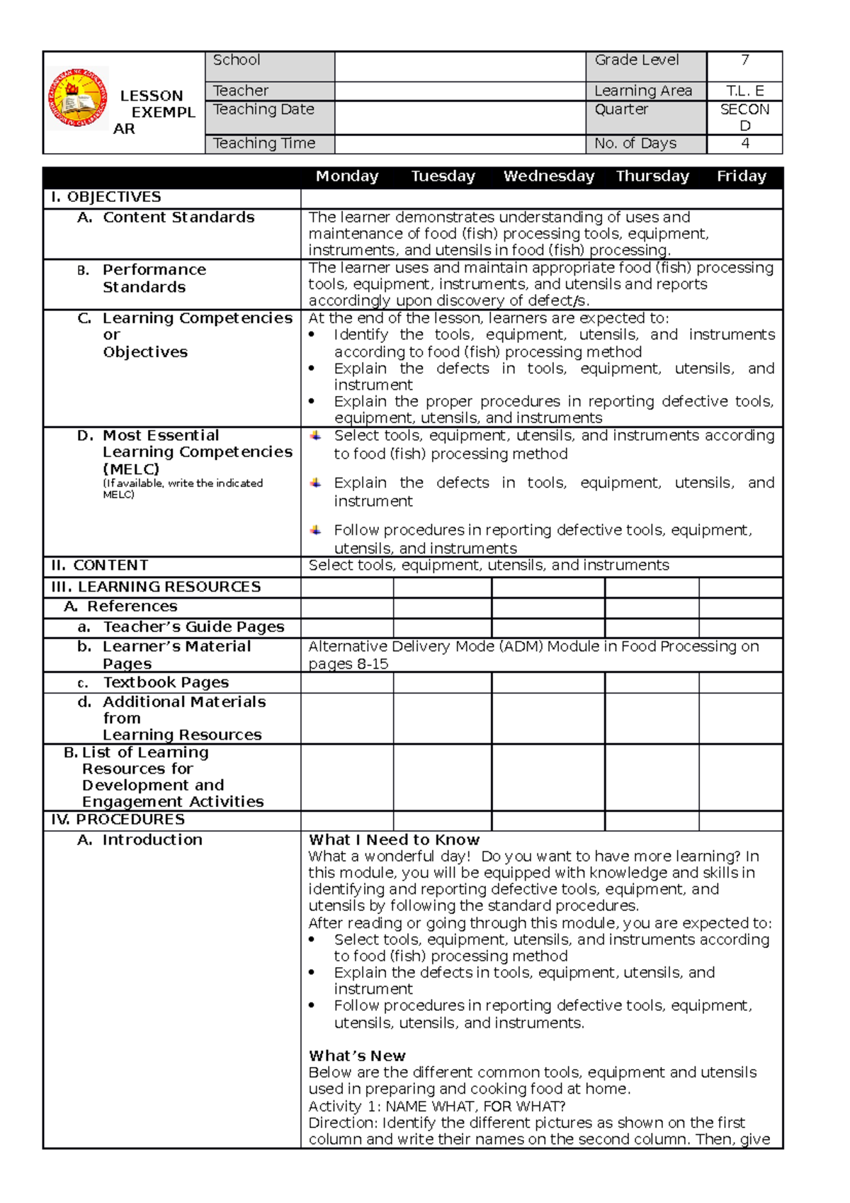 Q2 Lesson Exemplar - LESSON EXEMPL AR School Grade Level 7 Teacher ...
