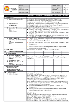 Session Plan Competency 1 Organic Chicken - Date Developed: February ...
