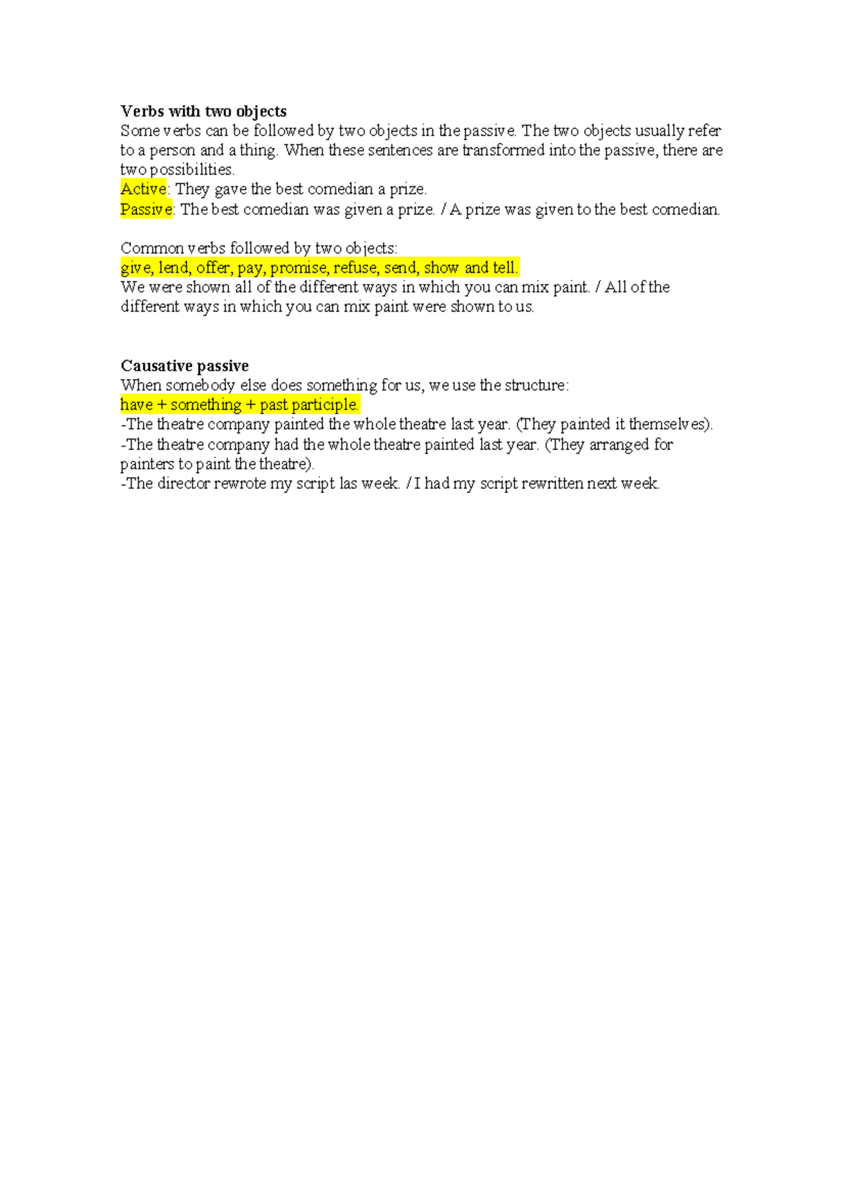 Verbs with two objects - Verbs with two objects Some verbs can be ...