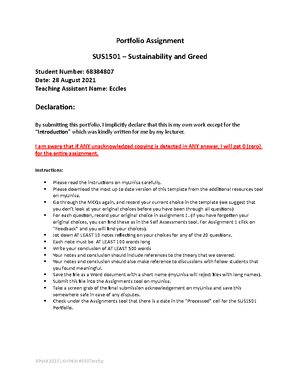 05 - Assignment 05 - Assignment 05 SUS1501- Sustainability and Greed ...