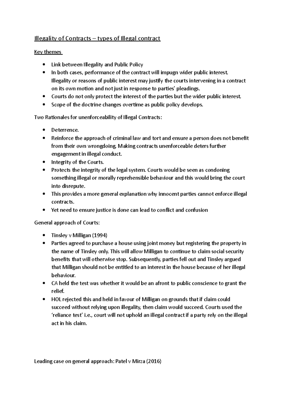 Illegality of Contracts Lecture 21 - Illegality of Contracts – types of Illegal contract Key ...