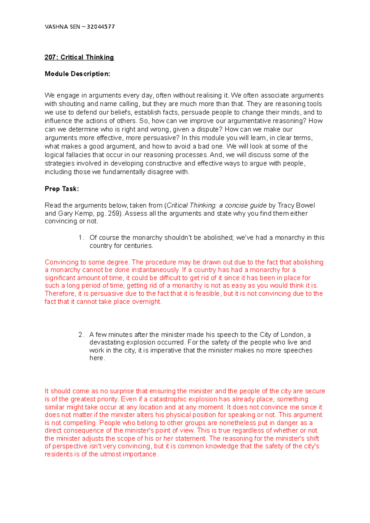 207 Critical Thinking Prep Task - VASHNA SEN – 32044577 207: Critical ...
